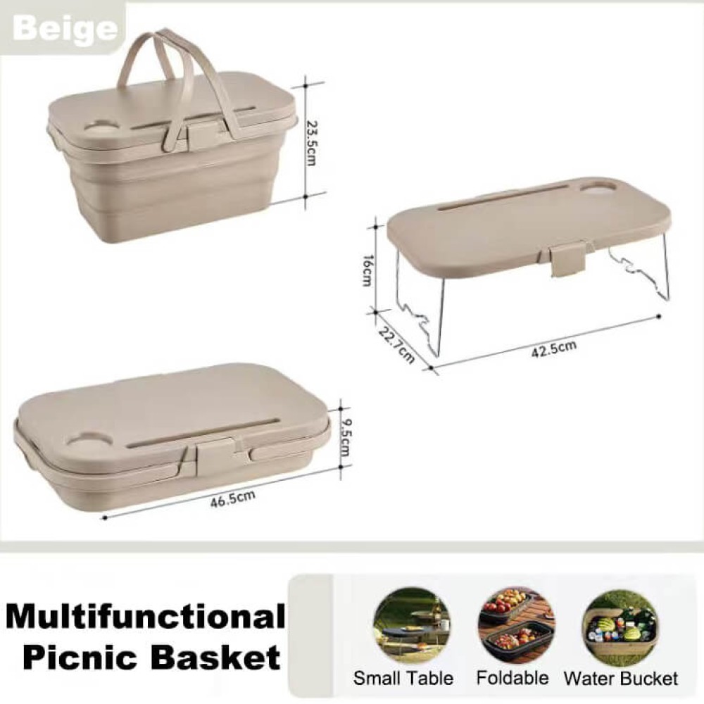 Multifunctional Picnic Basket Foldable Storage Box with a Small Table ...