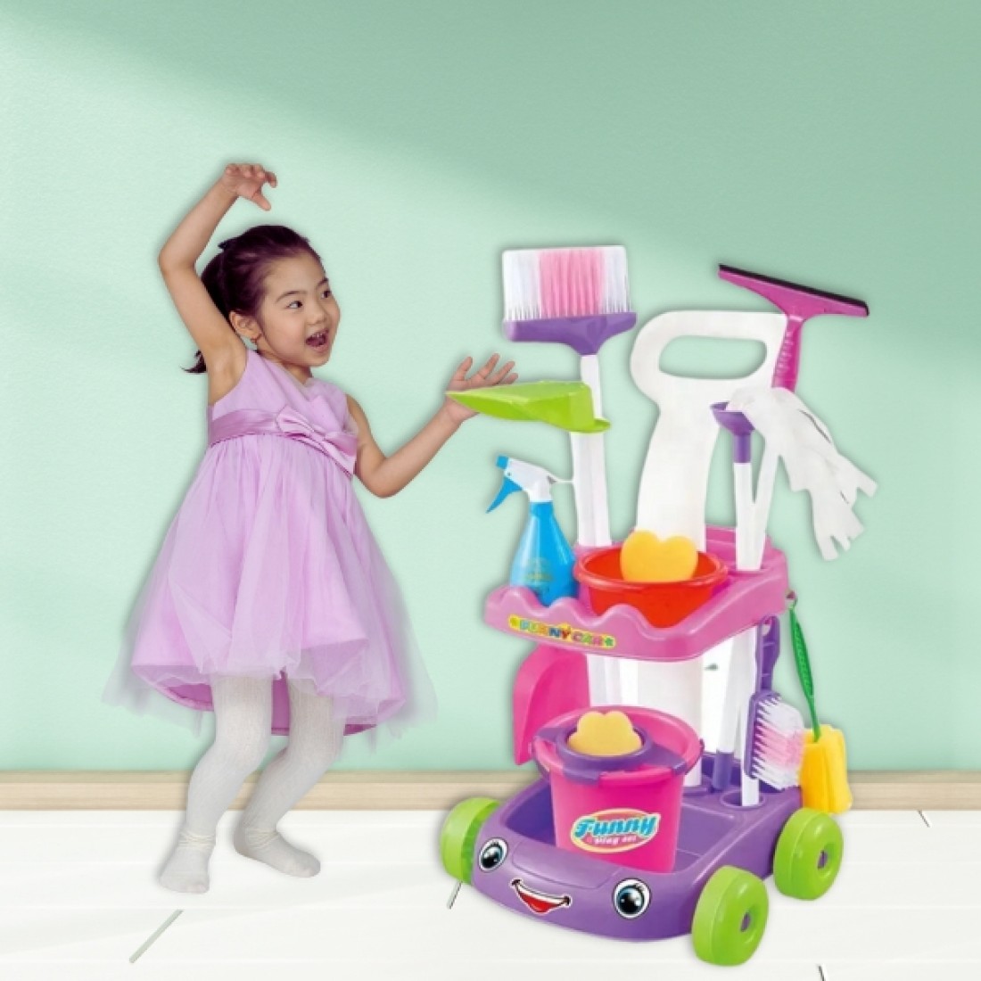 Children's Sweeping Toys Cleaning Kit Tool Trolley Simulation ...