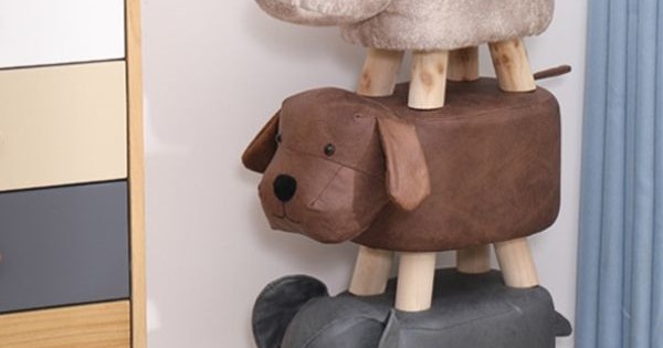Footstool, kids learning stool, Solid Wood Animal Stool