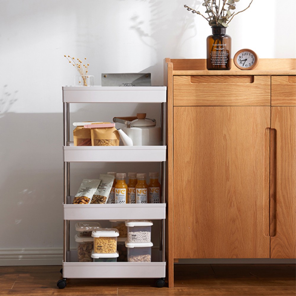 Space-Saving 3 or 4 Tier Storage Trolley, Rolling Cart with Wheels ...
