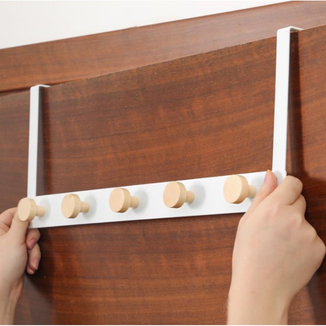 Over The Door Hook Rack Metal with Wooden Details | JPS Household ...