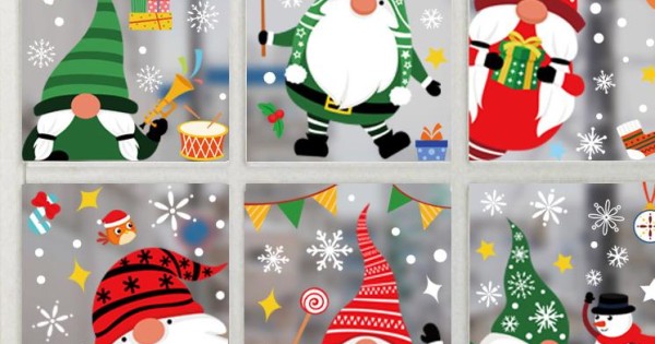 Christmas Small Elf Static Cling Stickers Window Decoration