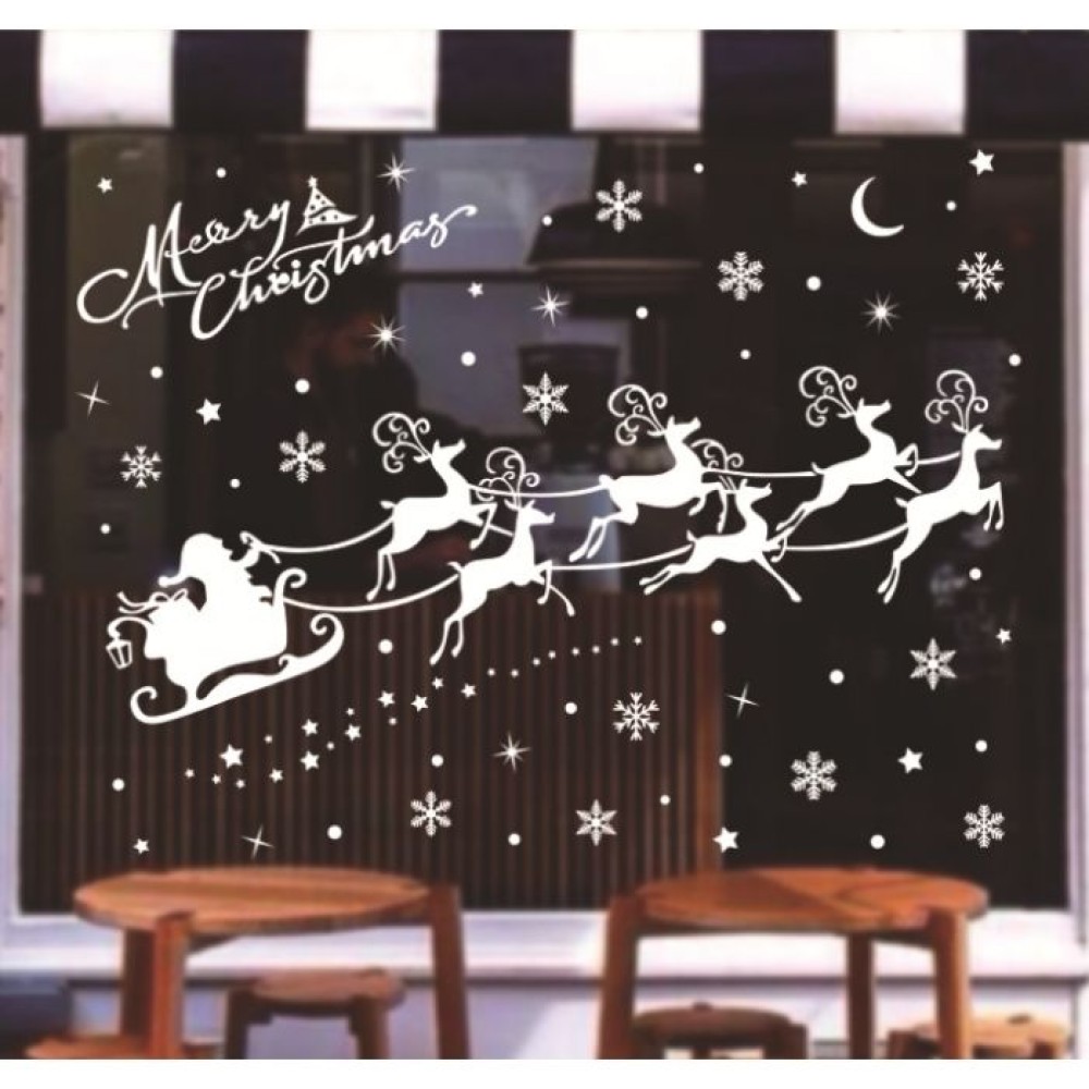 Christmas Reindeer and Santa Silhouette Static Cling Stickers Window ...