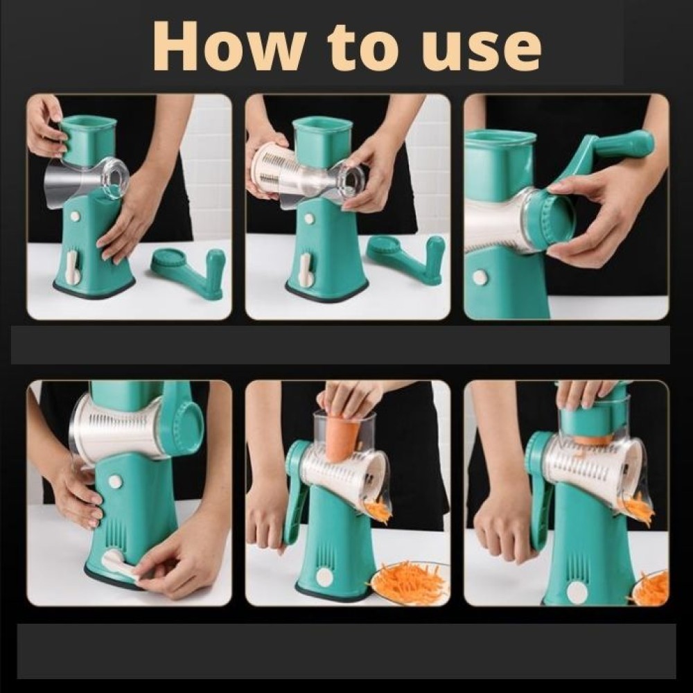 Rotary Drum Shape Food Slicer Grater with 5 Sets of Blades