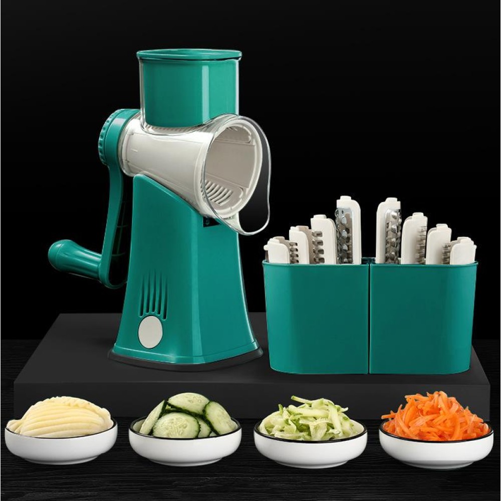 Rotary Drum Shape Food Slicer Grater with 5 Sets of Blades